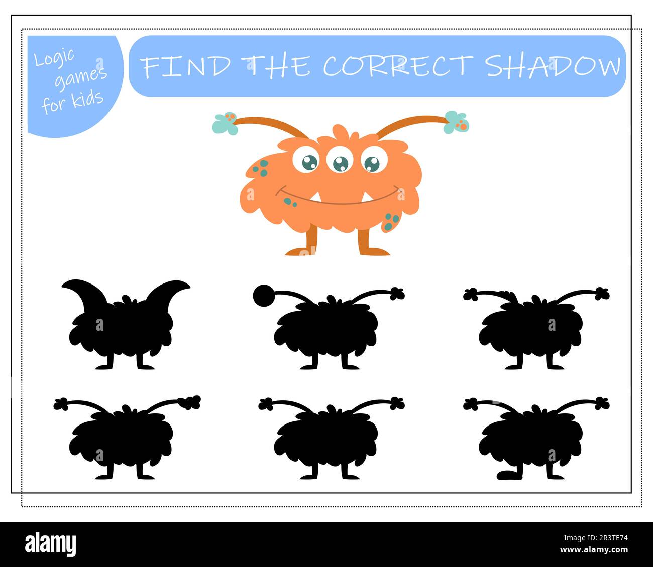 Find the right shadow, an educational game for kids, cartoon monsters ...