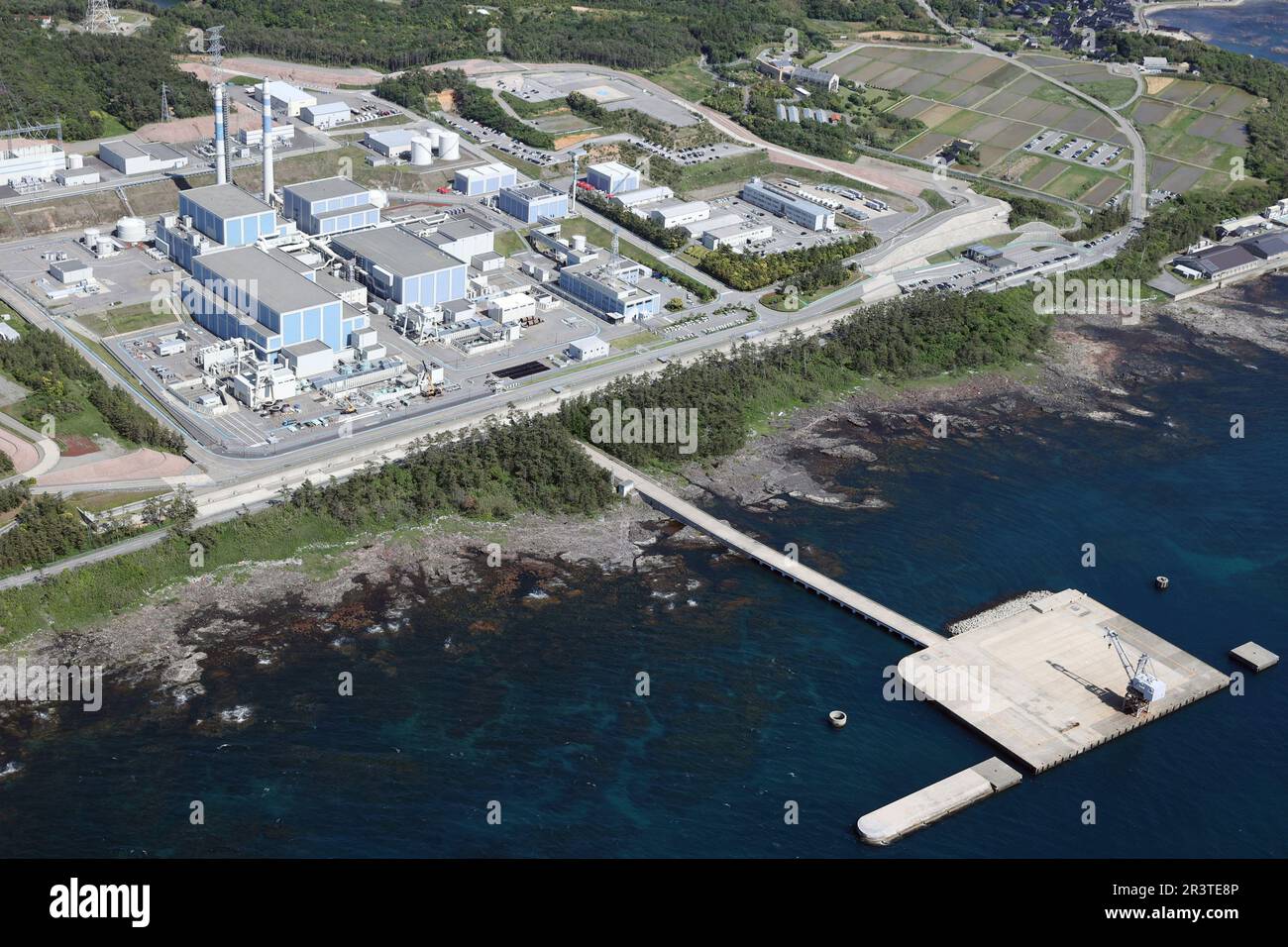 An aerial photo shows the Shika Nuclear Power Plant (Shika genshiryoku ...