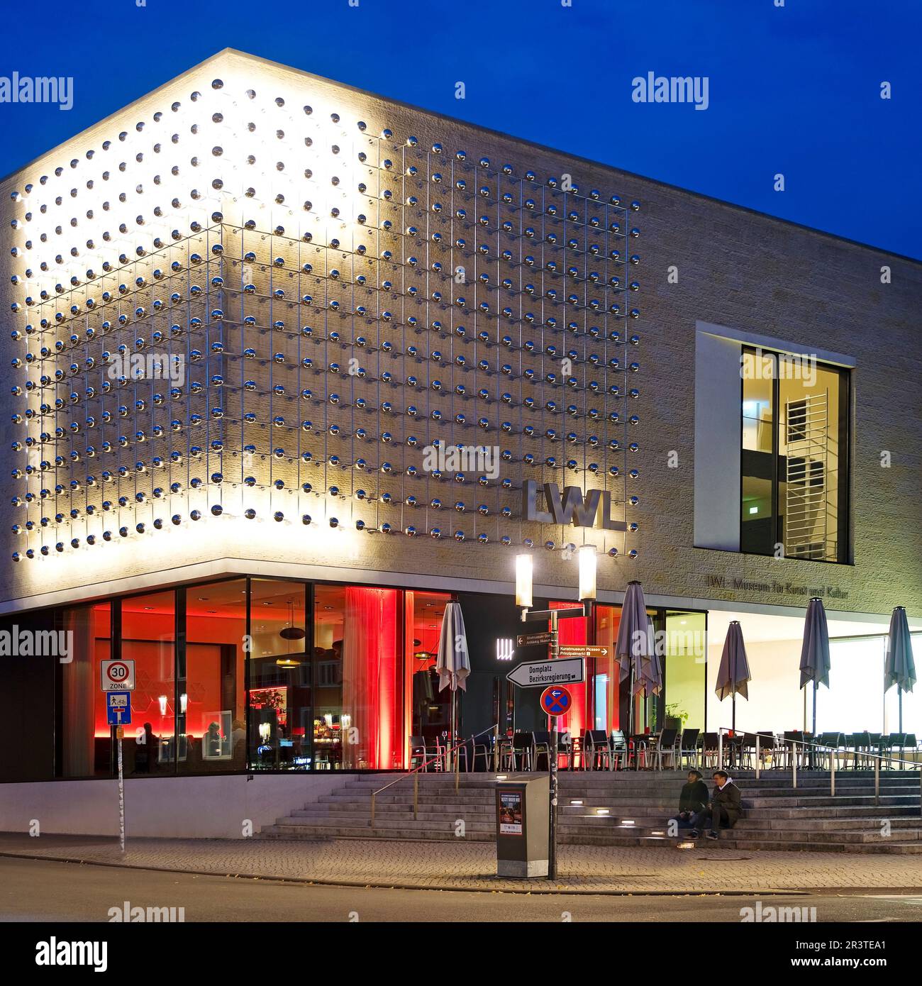 LWL Museum of Art and Culture in the evening, Muenster, North Rhine ...