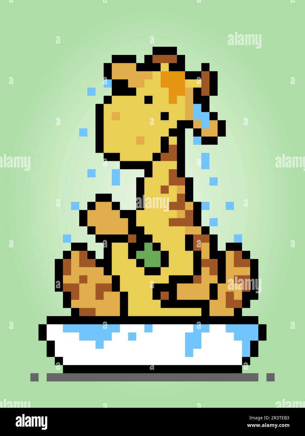 8 bit pixel giraffe bath. Animals for game assets and cross stitch patterns in vector ...