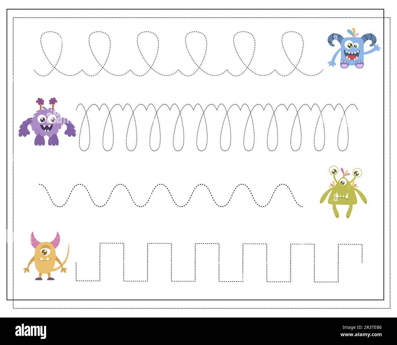 Handwriting practice, Educational game for Kids, cartoon monsters ...