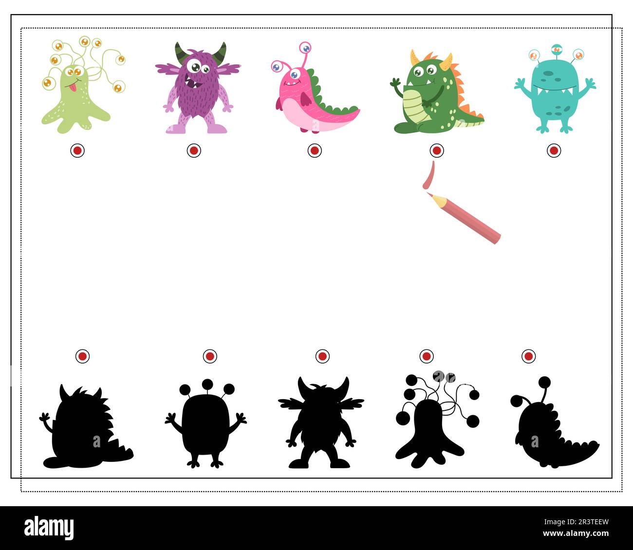Find the right shadow, an educational game for kids, cartoon monsters ...