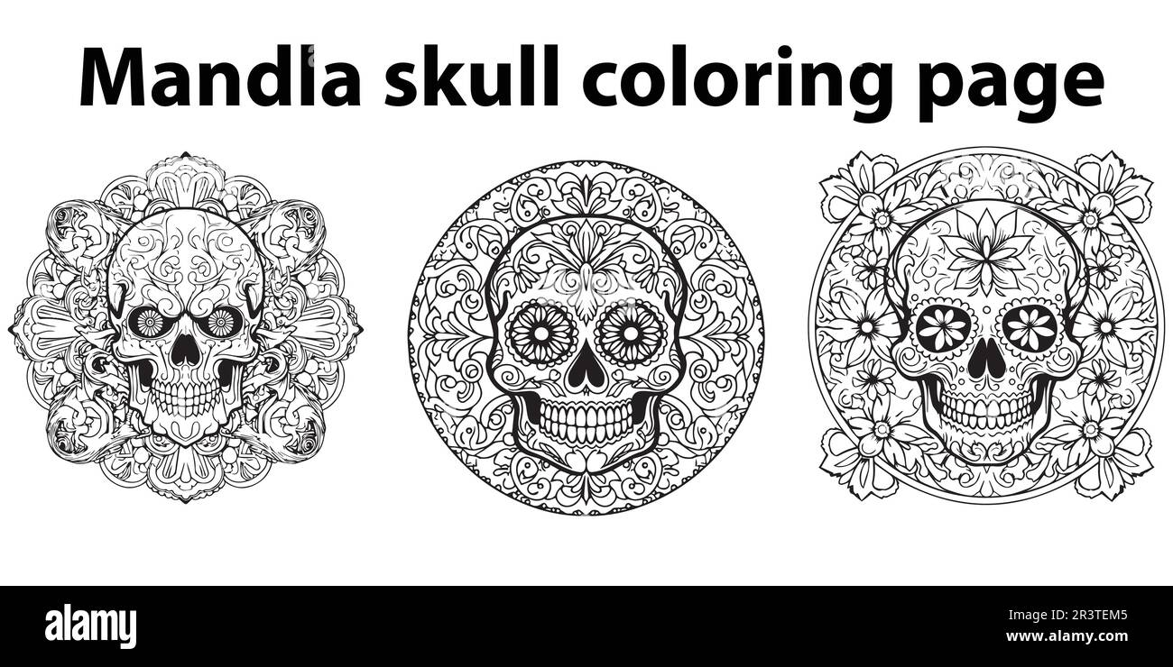 Mandala skull coloring page hi-res stock photography and images - Alamy