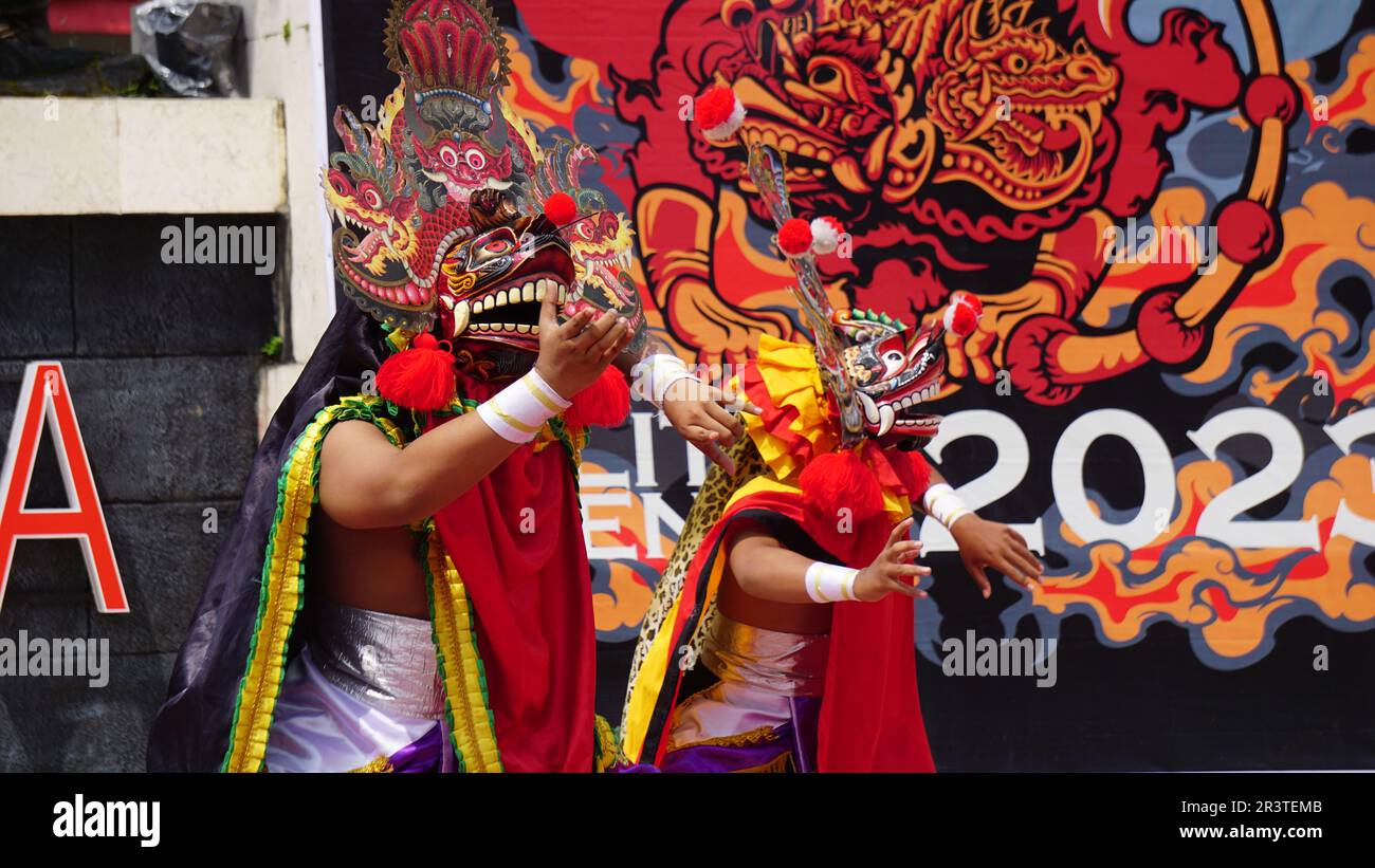 The perform of barong dance. Barong is one of the Indonesian ...