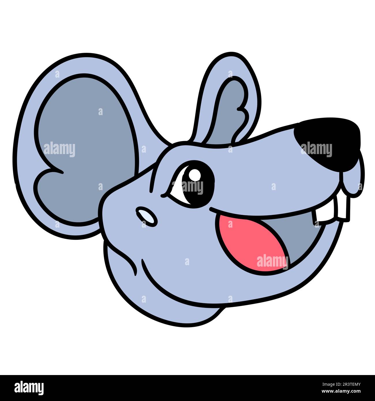 Smiley happy faced mouse head emoticon, doodle icon image kawaii Stock ...