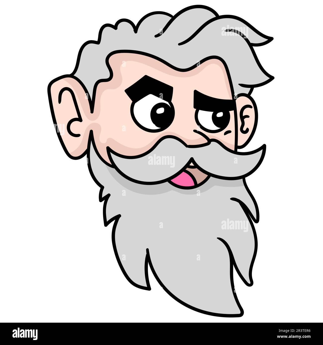 Emoticon of the old man with stern faced beard, doodle icon image ...
