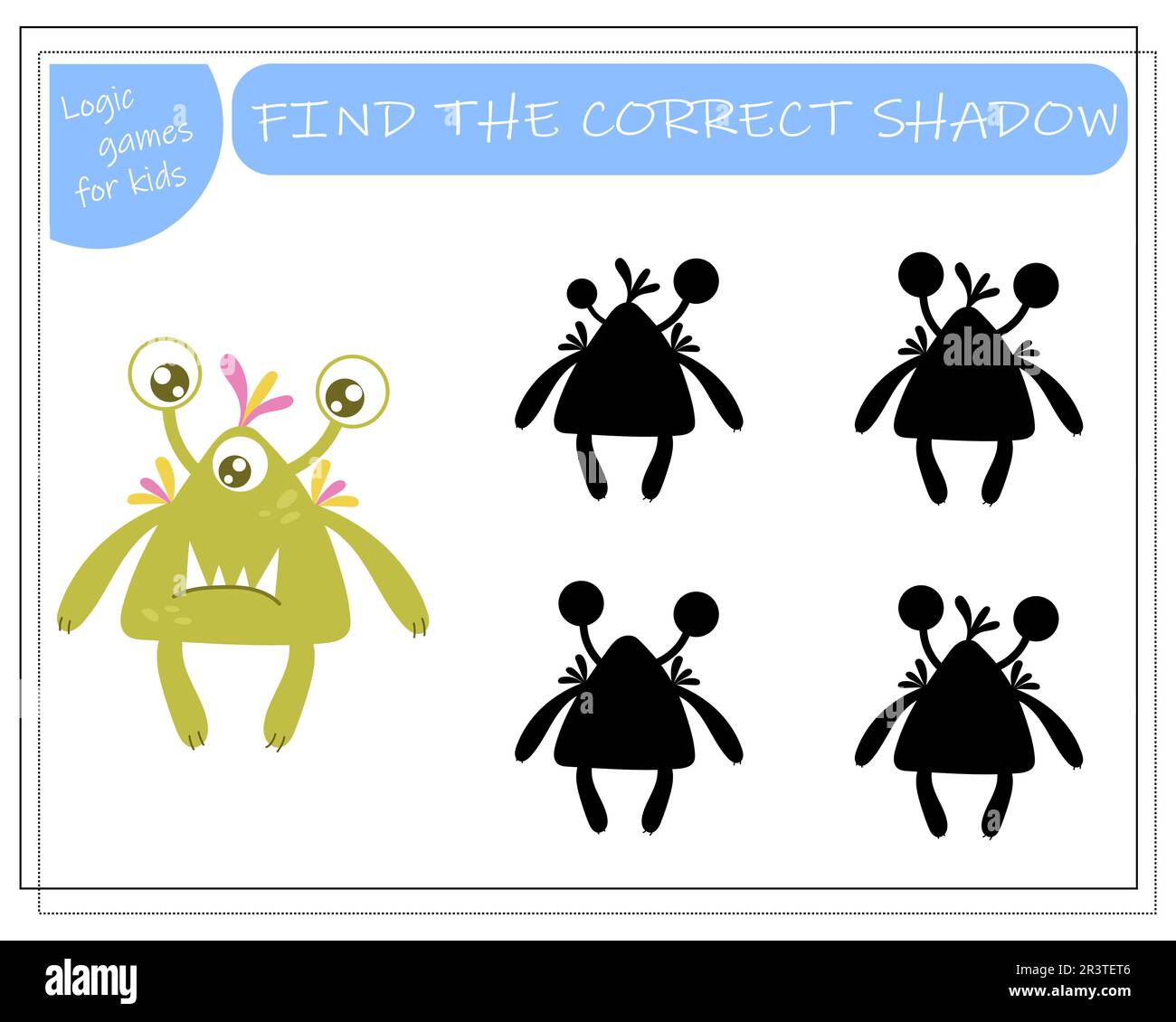 Find the right shadow, an educational game for kids, cartoon monsters ...