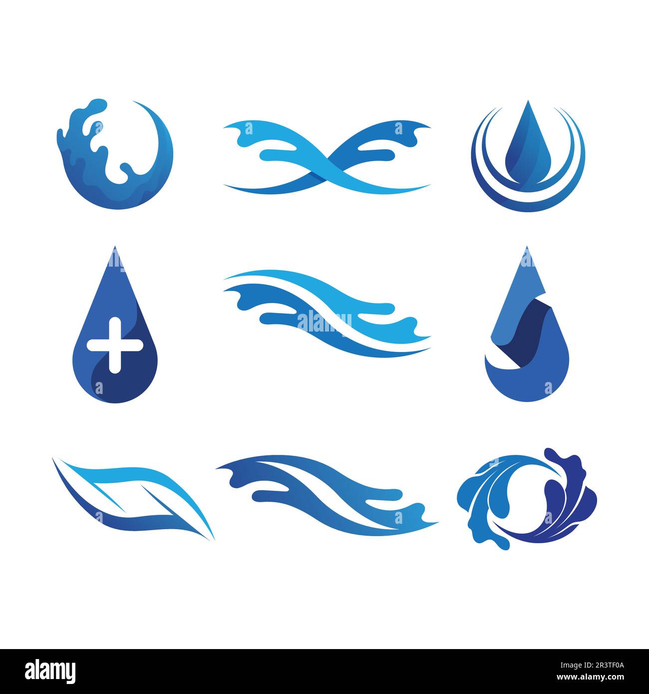 Isolated round shape logo. Blue color logotype. Flowing water image ...