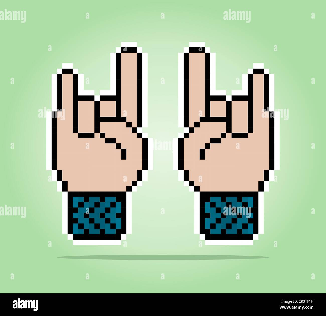 8-bit pixel of hand rock & roll image. Vector Illustration of pixel art ...