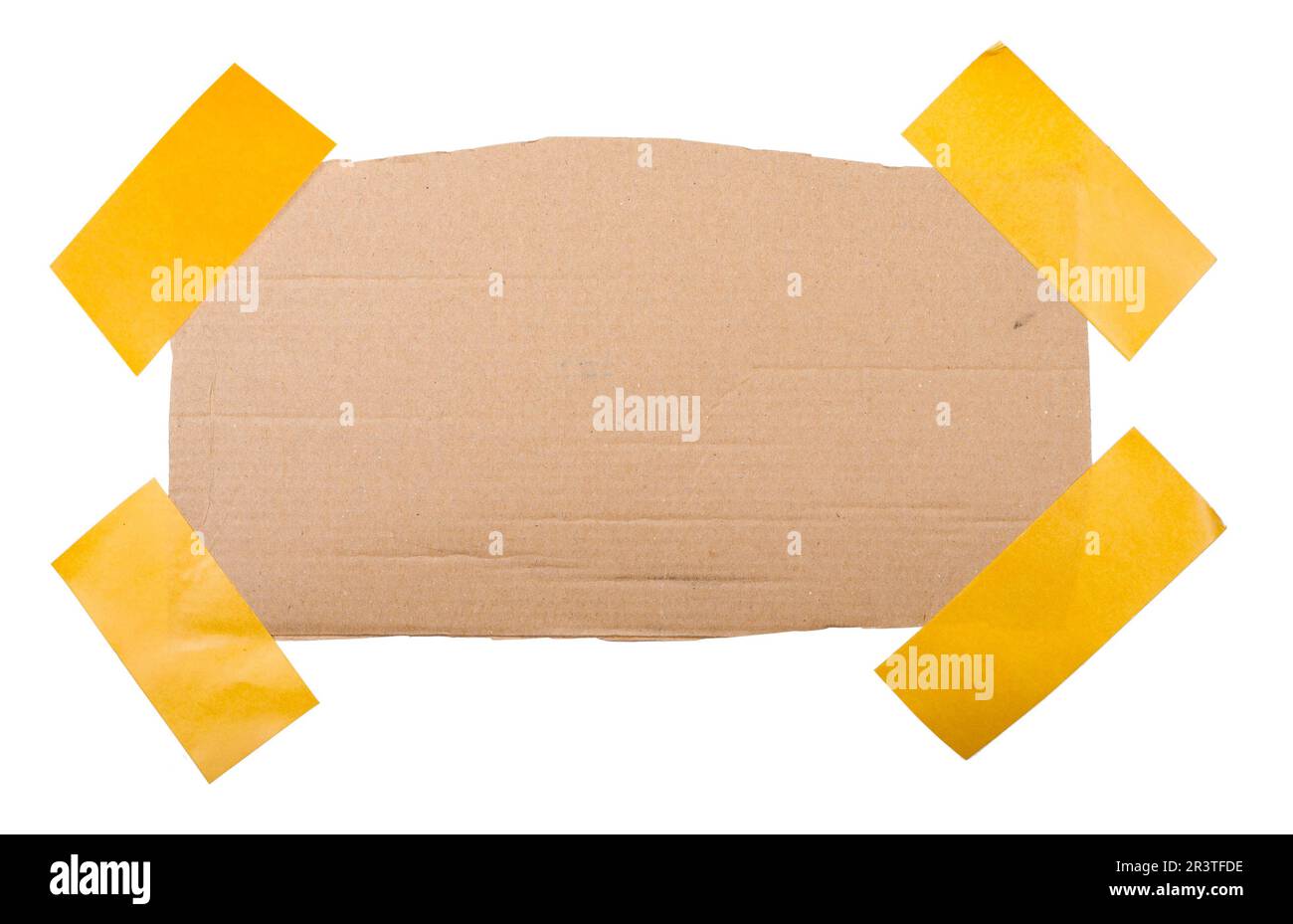 Cardboard label attached with a sticky tape Stock Photo - Alamy