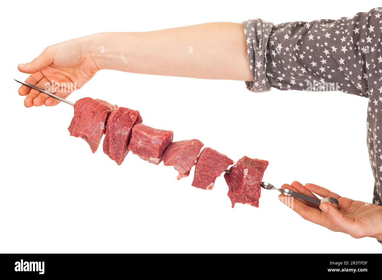 Raw preparation of a shish kebab Stock Photo - Alamy