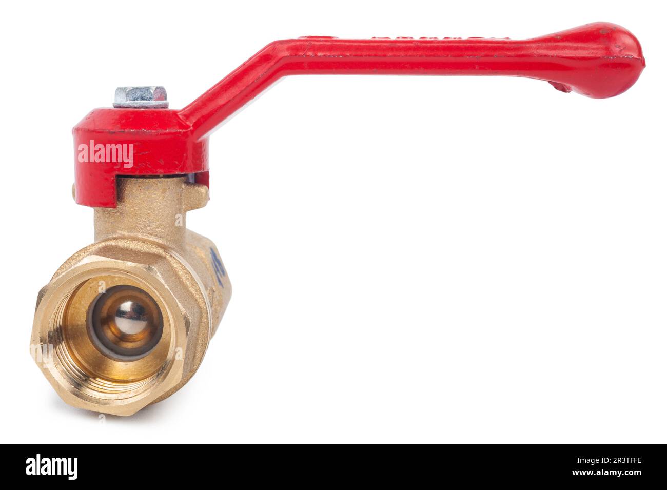 Ball valve with red handle Stock Photo - Alamy
