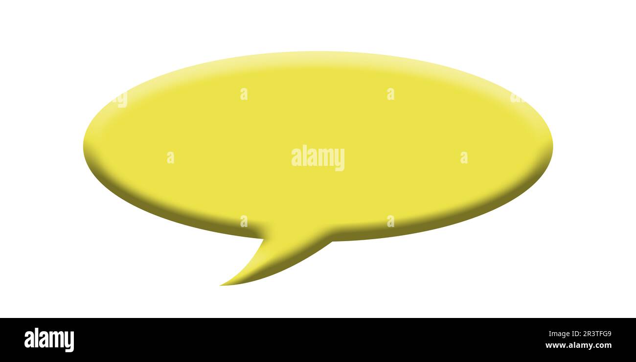 Yellow speech bubble against white background, 2D illustration Stock ...