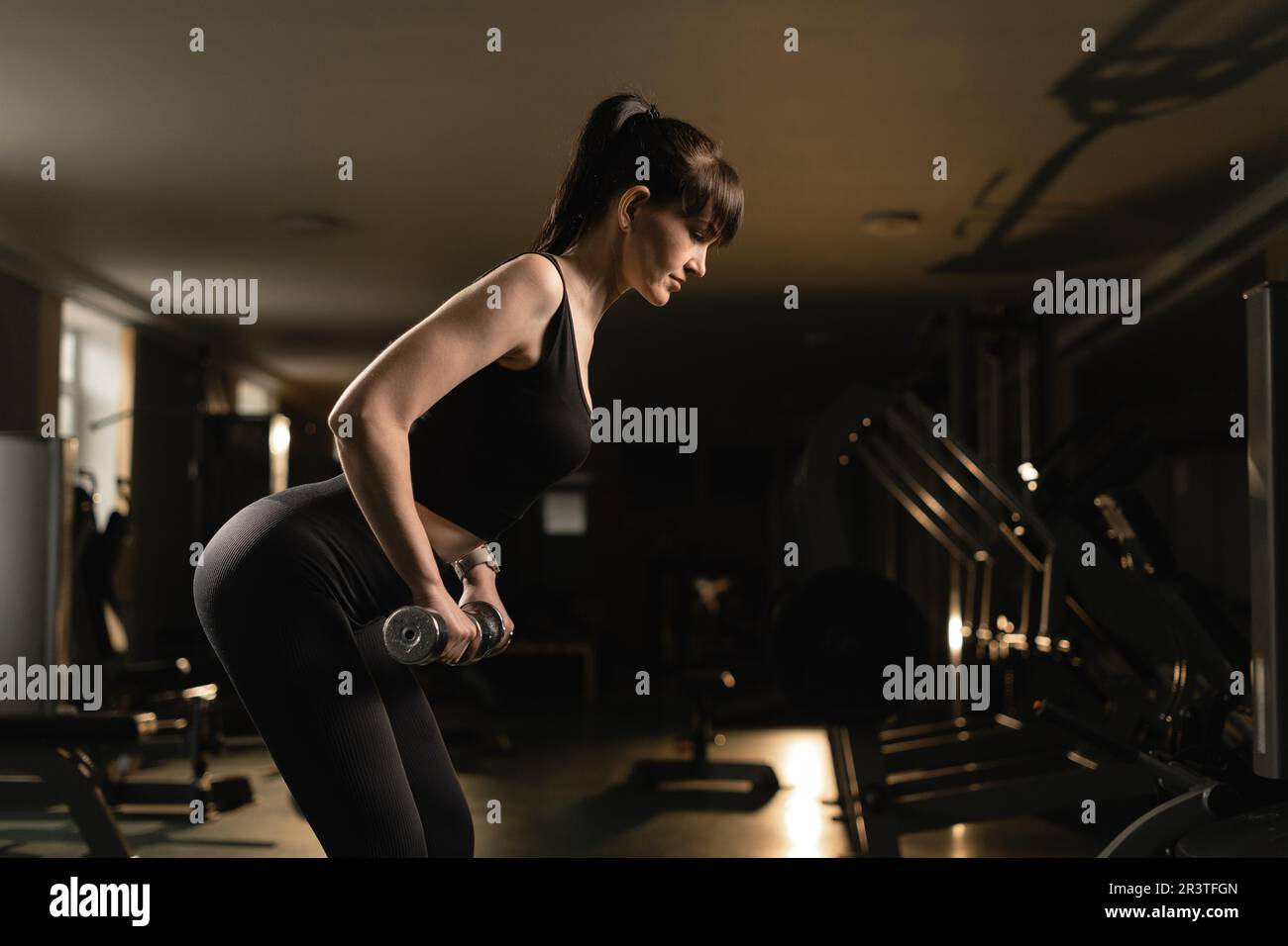 Active athletic woman dumbbells pumps hi-res stock photography and ...