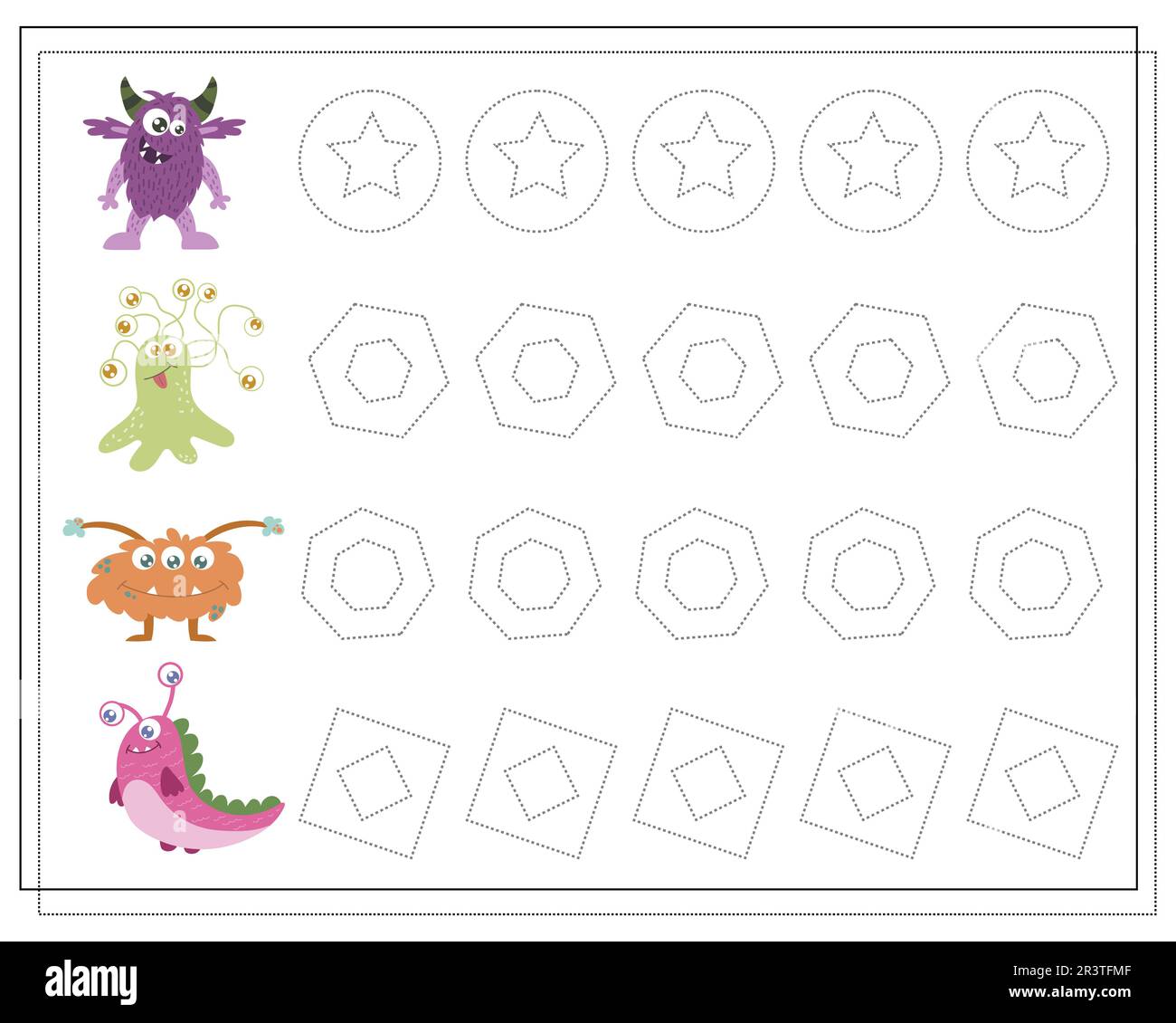 Handwriting practice, Educational game for Kids, cartoon monsters ...