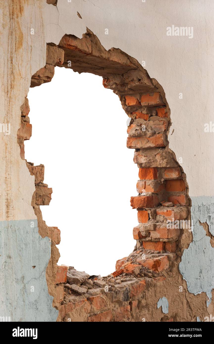 Hole brick wall Stock Photo - Alamy