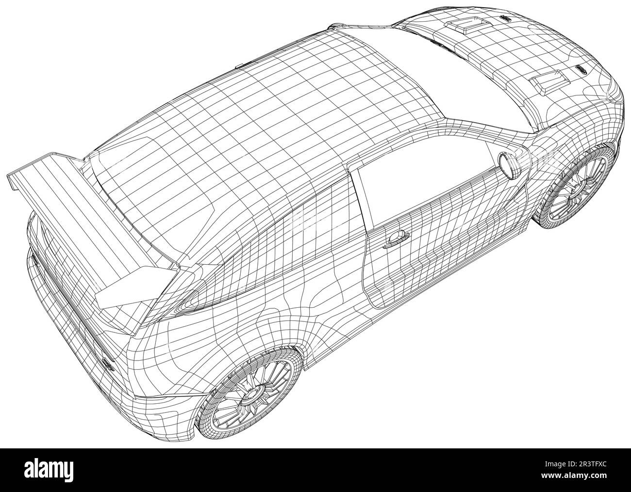 Car. Isolated wire-frame line on backround. Vector rendering of 3d ...