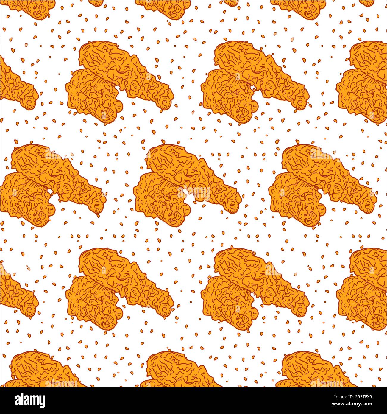 Chicken Fried Crispy Seamless Pattern. Fast food menu design elements ...