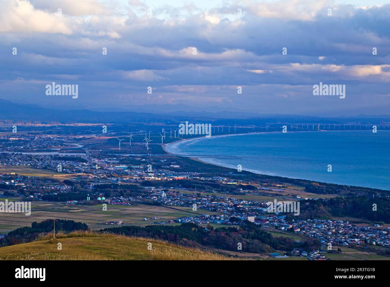 Oga Peninsula, view from Mt. Kampu Revolving Lookout in Akita ...