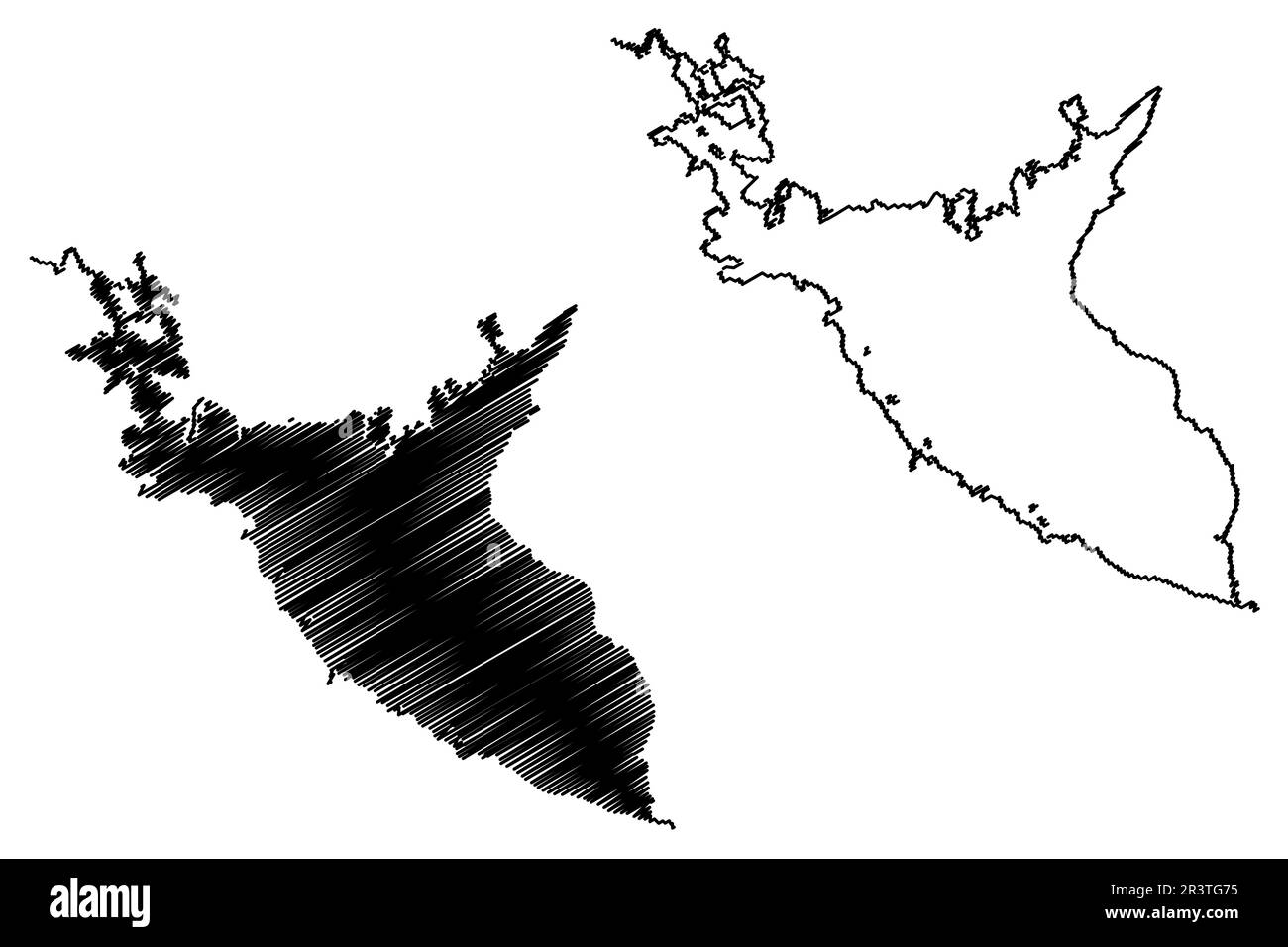 Lake Skadar (Republic of Albania, Montenegro) map vector illustration ...