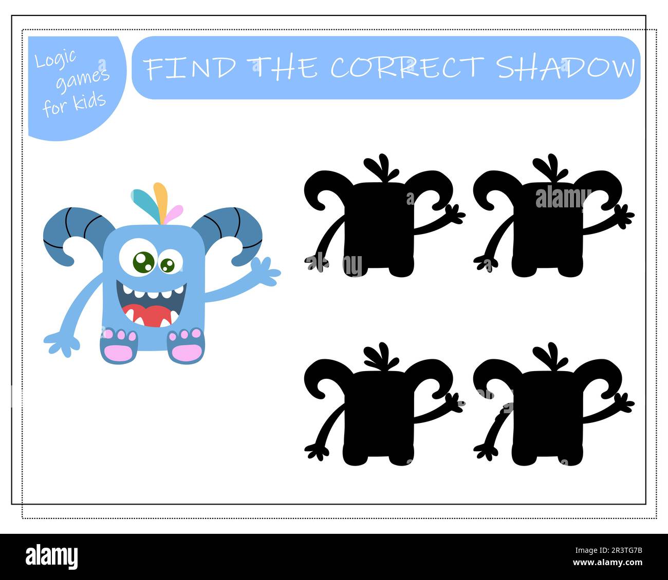 Find the right shadow, an educational game for kids, cartoon monsters ...