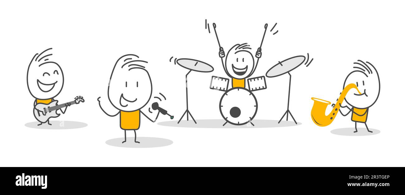 Stick figures. music, celebration, party, cocktail. Isolated on white ...