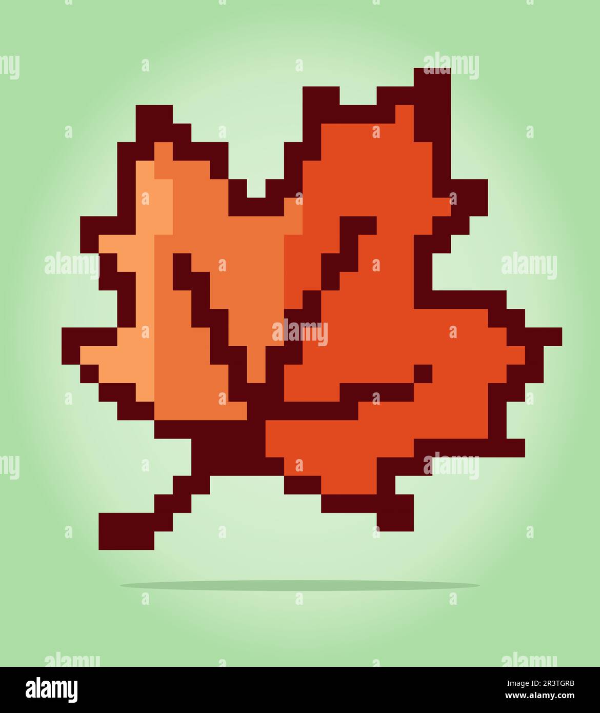 8 bit pixel spring maple leaf. Leaves for game assets and cross stitch ...