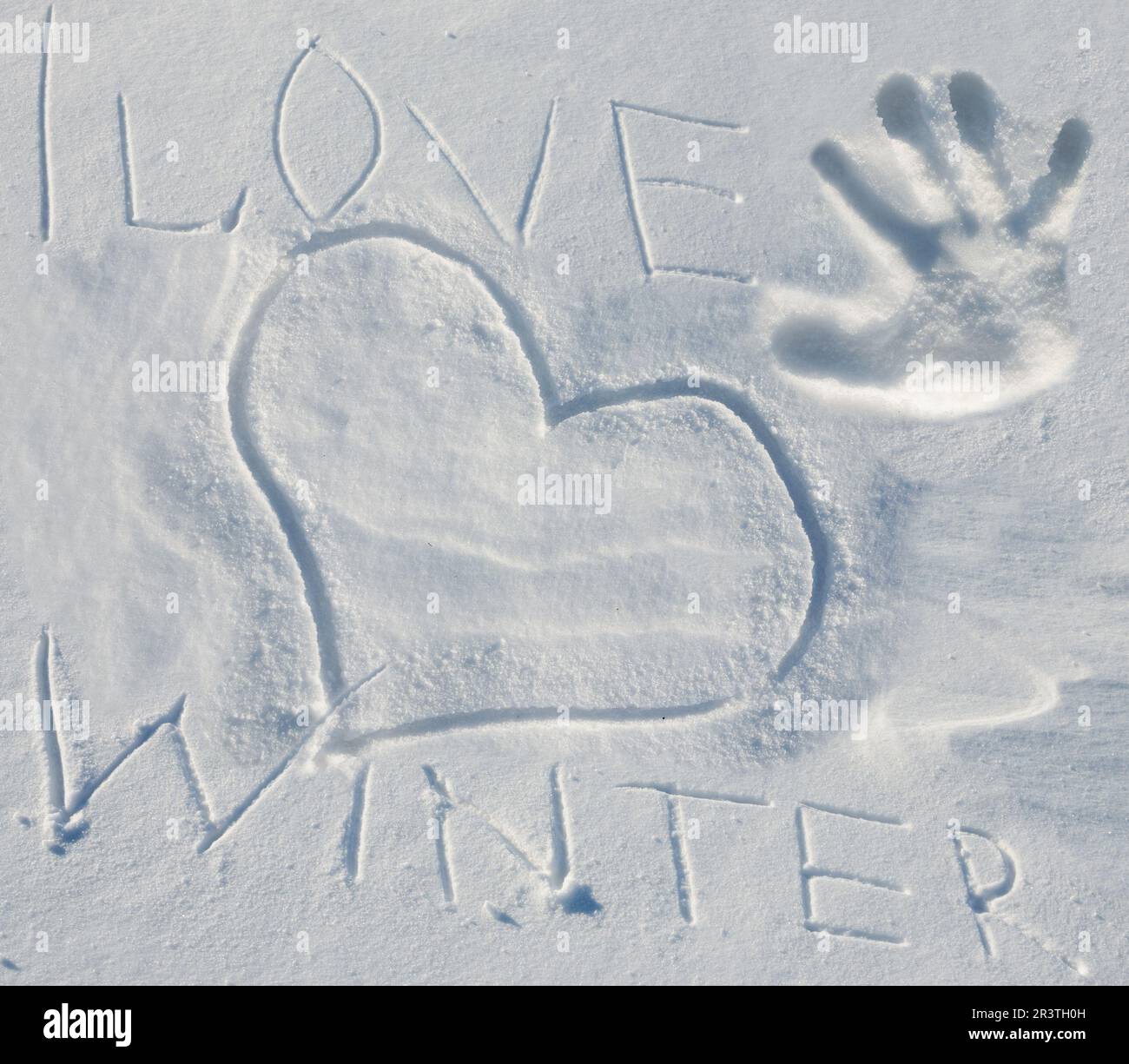 Snow with lettering I love winter Stock Photo - Alamy