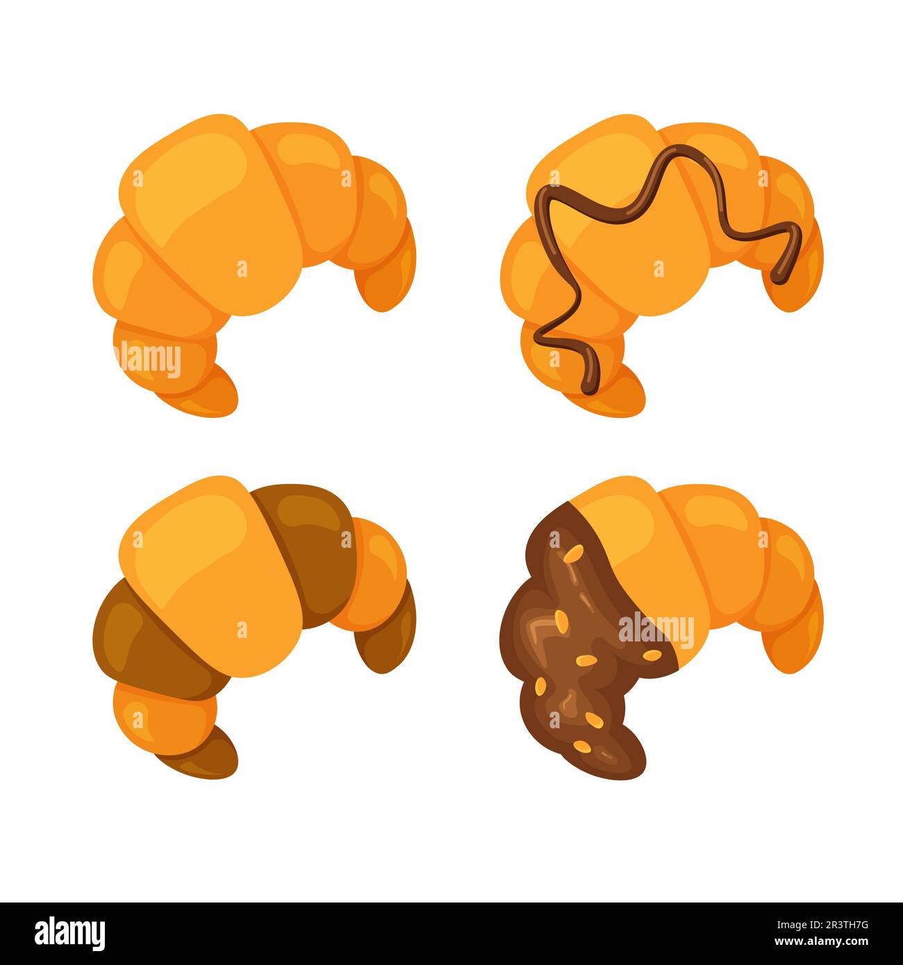 Set of different croissants. Croissant with chocolate end empty ...