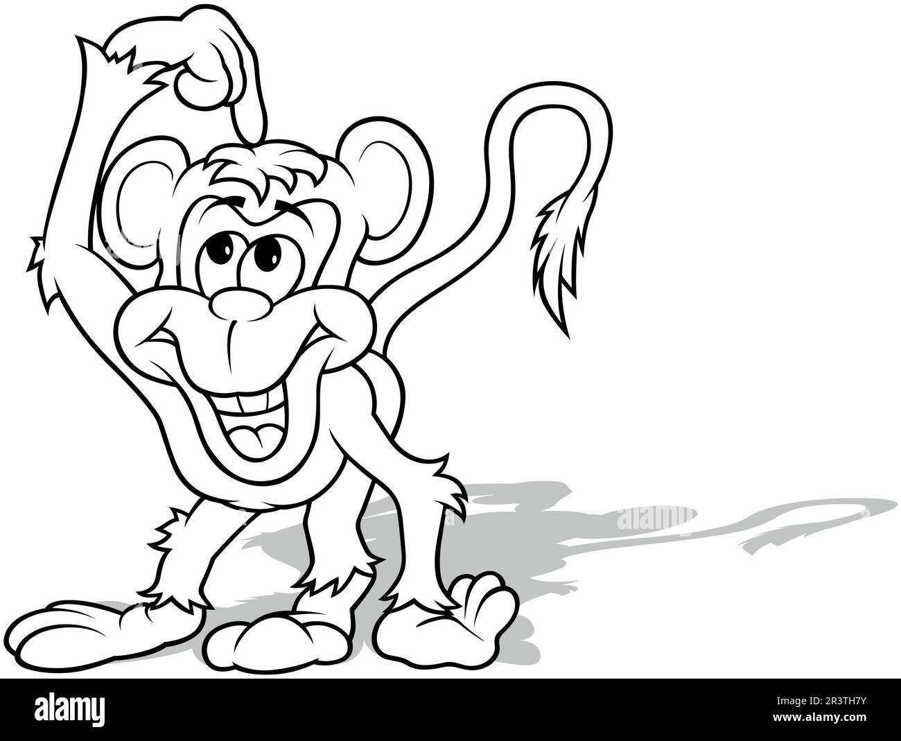Drawing of a Monkey Pointing a Finger at its Head Stock Vector Image ...