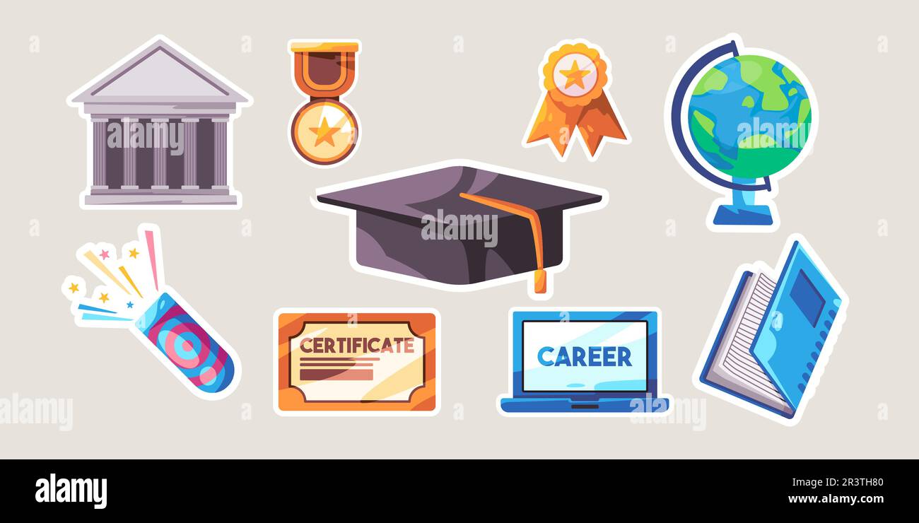 Education graduation college university academic object collection set ...