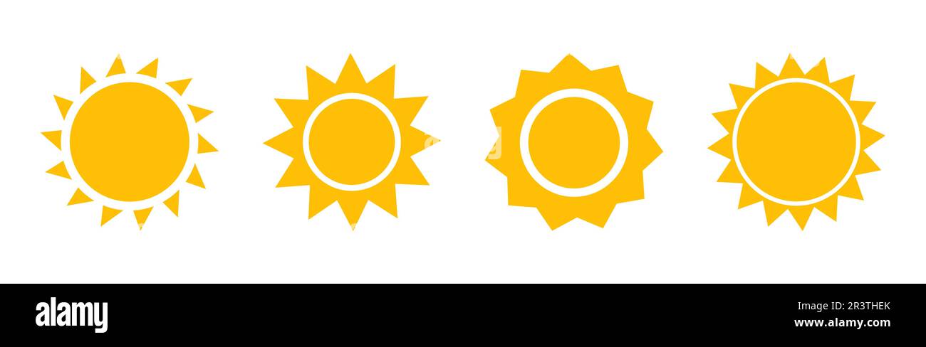Sun icons collection. Sunshine summer symbols. Vector illustration ...