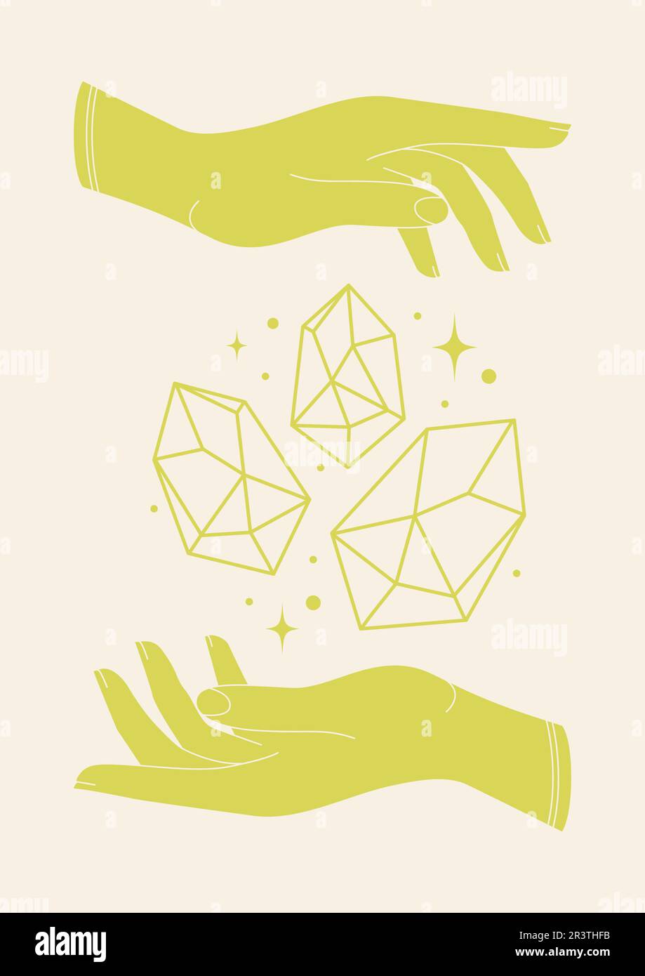 Witch magic design crystal elements illustration poster Stock Vector ...