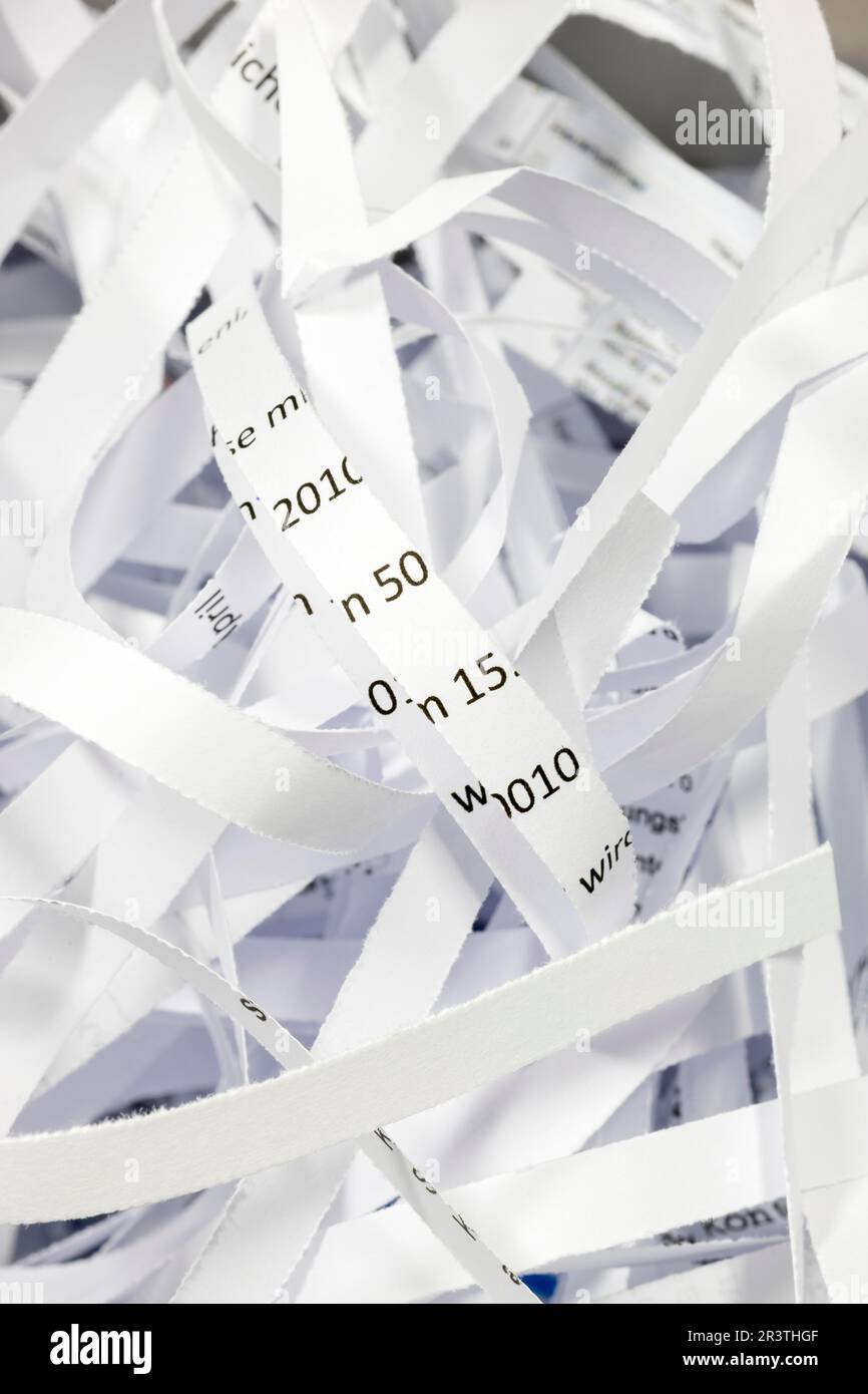 Paper strip documents made unrecognisable in the shredder Stock Photo ...