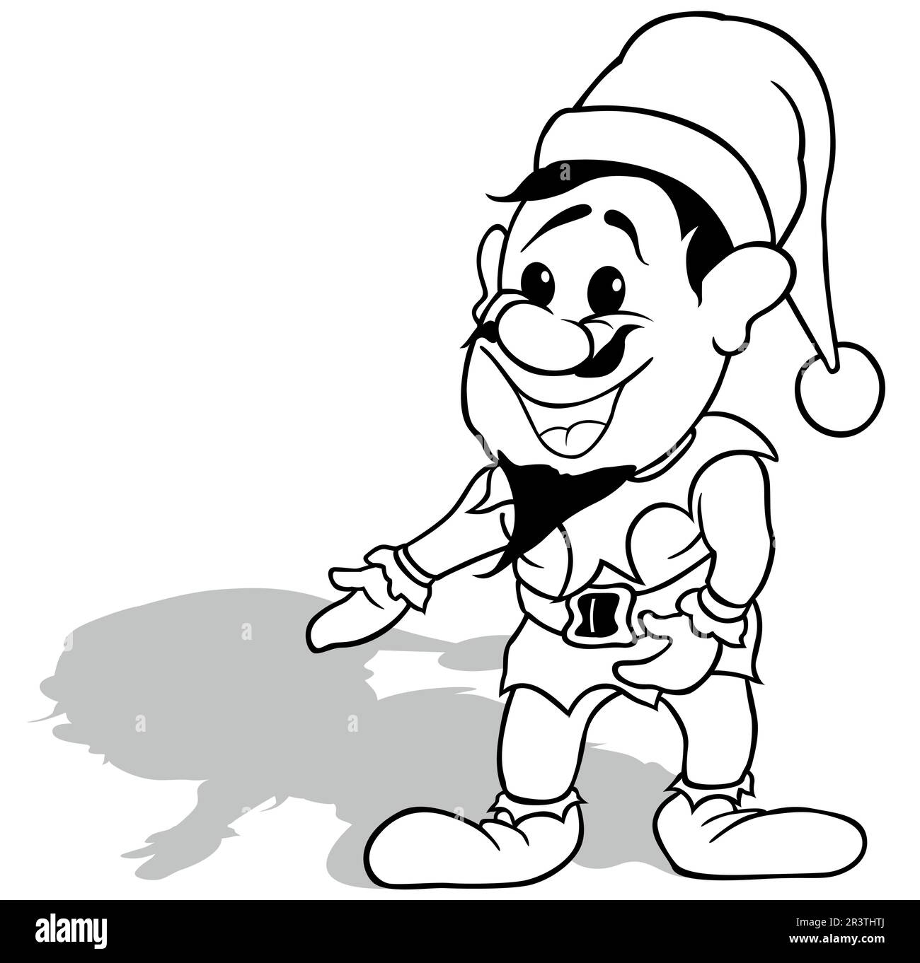 Drawing of a Standing Dwarf with a Smile on his Face Stock Vector Image ...