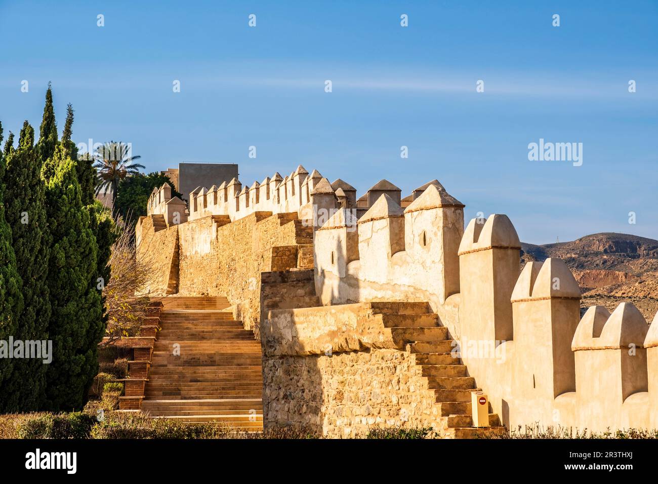 Great viw of the Alcazaba of Almeria, a fortified complex in southern ...