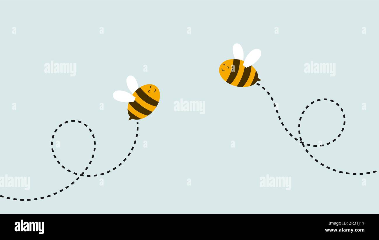 Cute bees flying background. Vector illustration Stock Vector Image ...