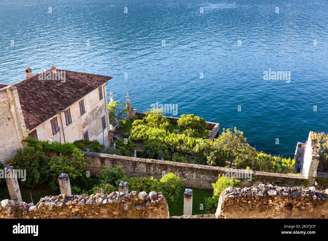 A villa on Lake Garda with remains of a historic limonaie, i.e. a ...