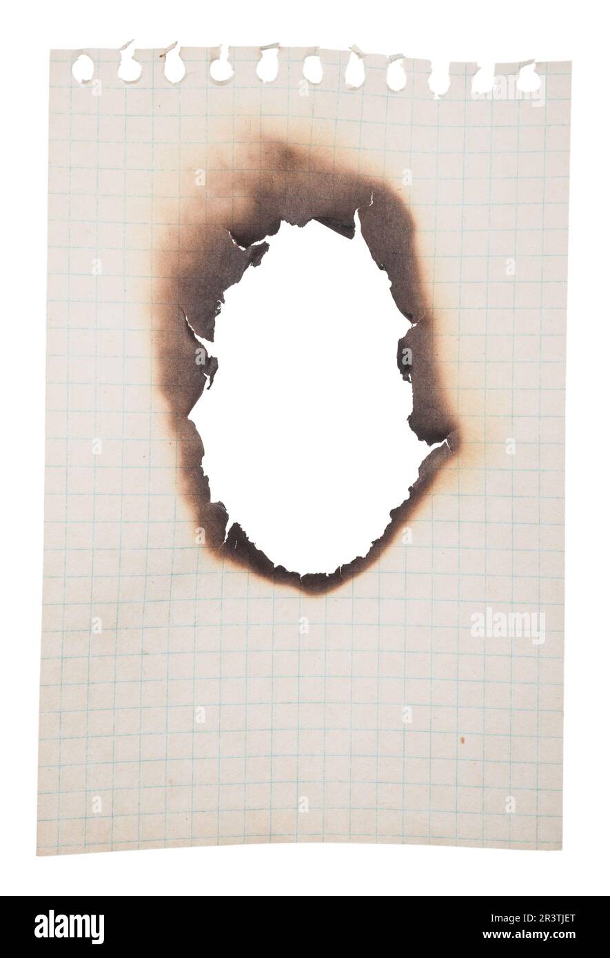 Burning a hole in a sheet of notebook Stock Photo - Alamy