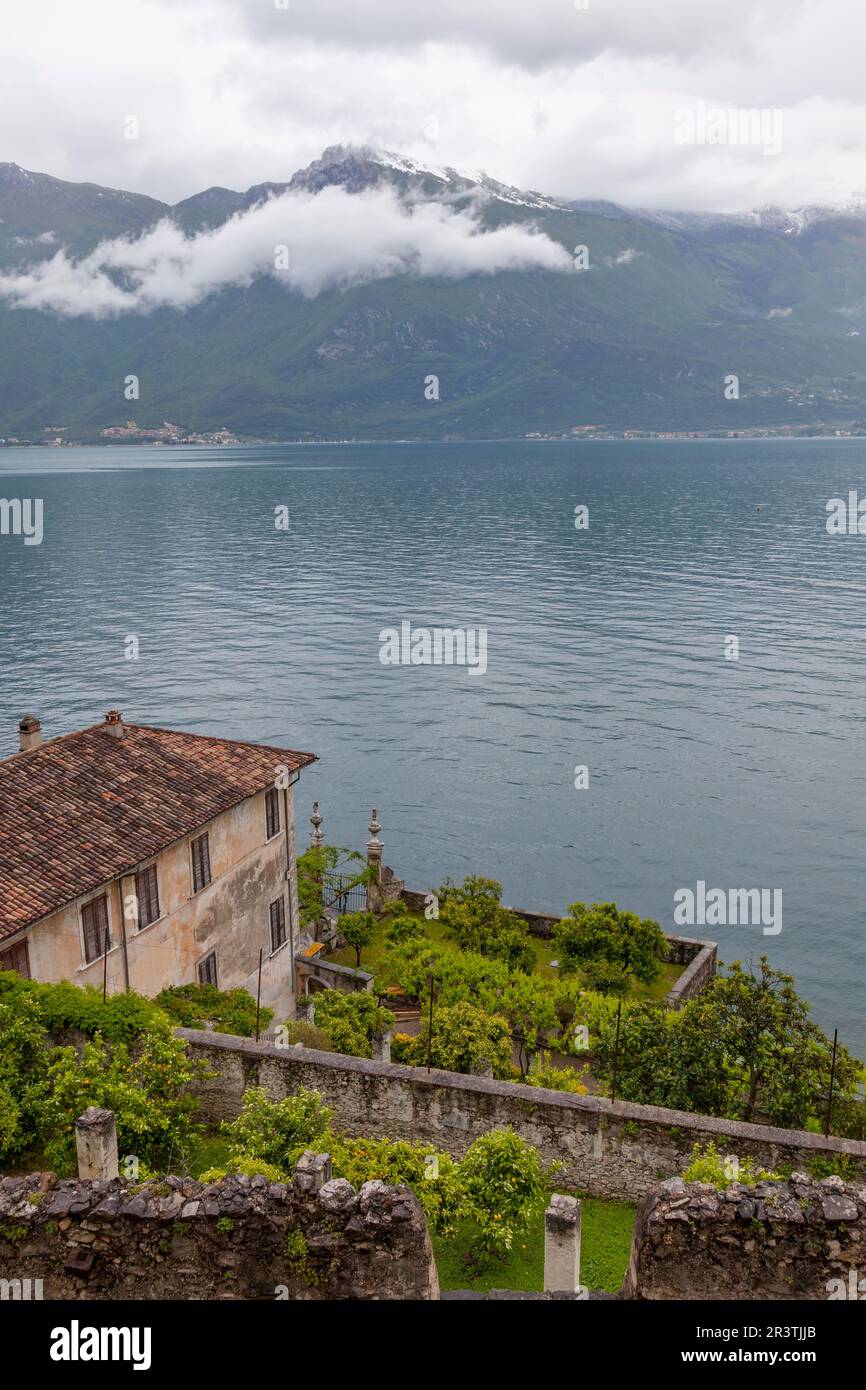 A villa on Lake Garda with remains of a historic limonaie, i.e. a ...
