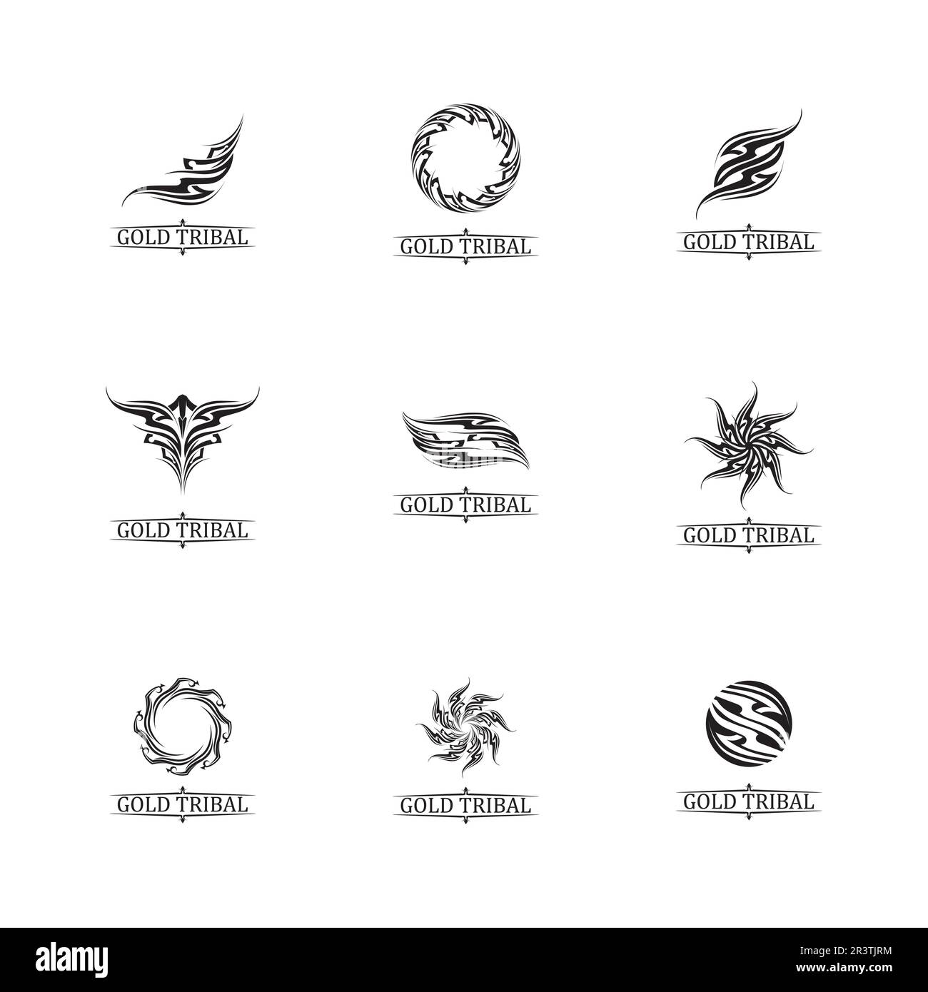 black tribal vector logo design icon and sign tribal Stock Vector Image ...