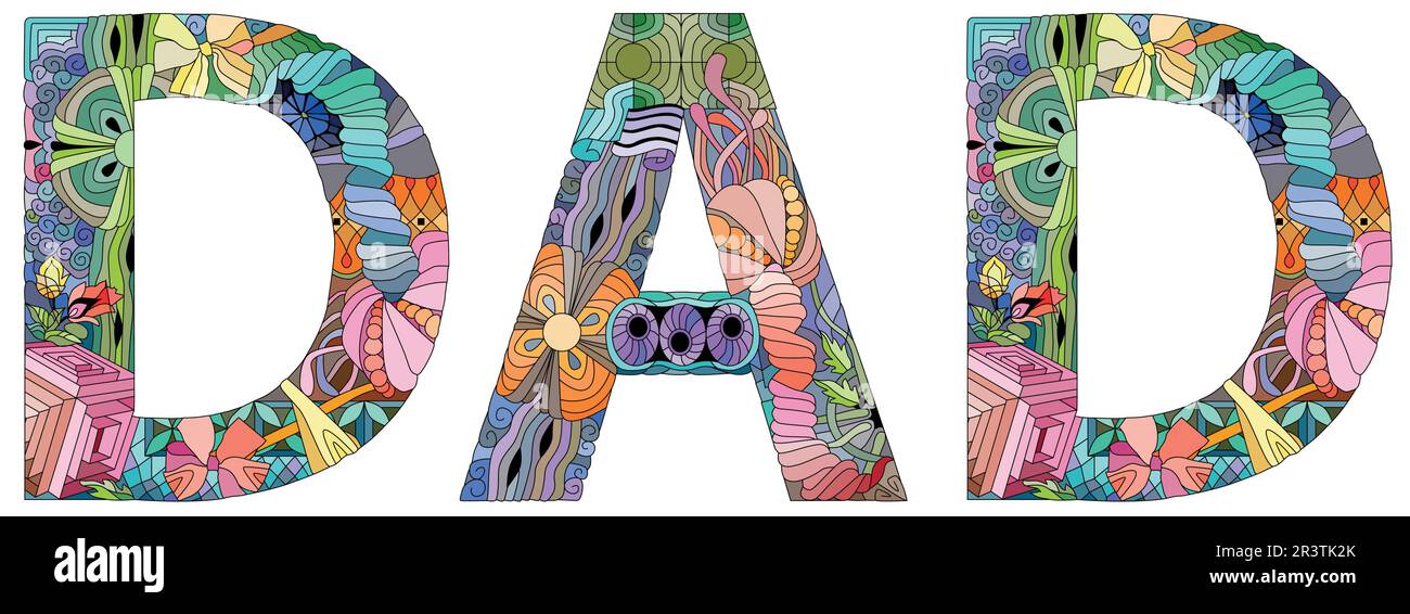 Hand-painted art design. Hand drawn illustration word DAD for t-shirt ...