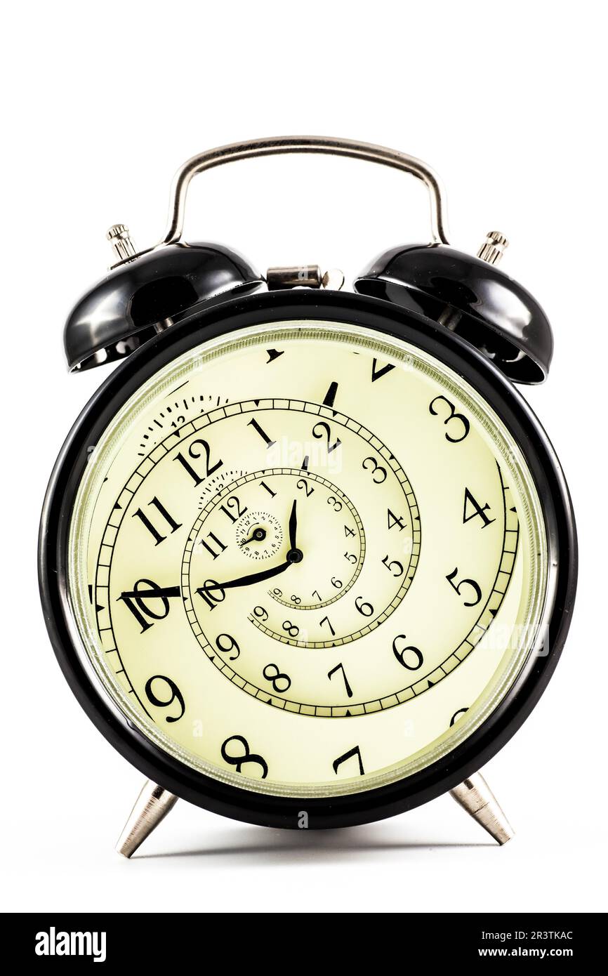 Detail of a used mechanical clock with hypnotic quadrant, very flexible ...