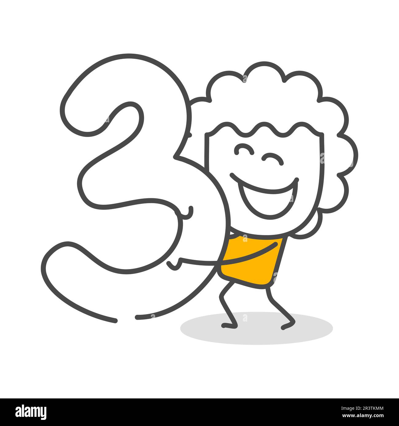 Stick Figures Numbers Isolated On White Background Hand Drawn Doodle Line Art Cartoon Design