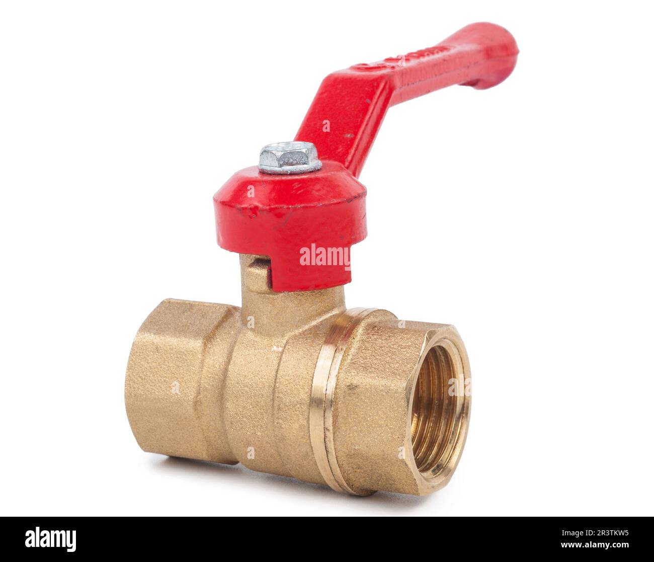 Ball valve with red handle Stock Photo - Alamy