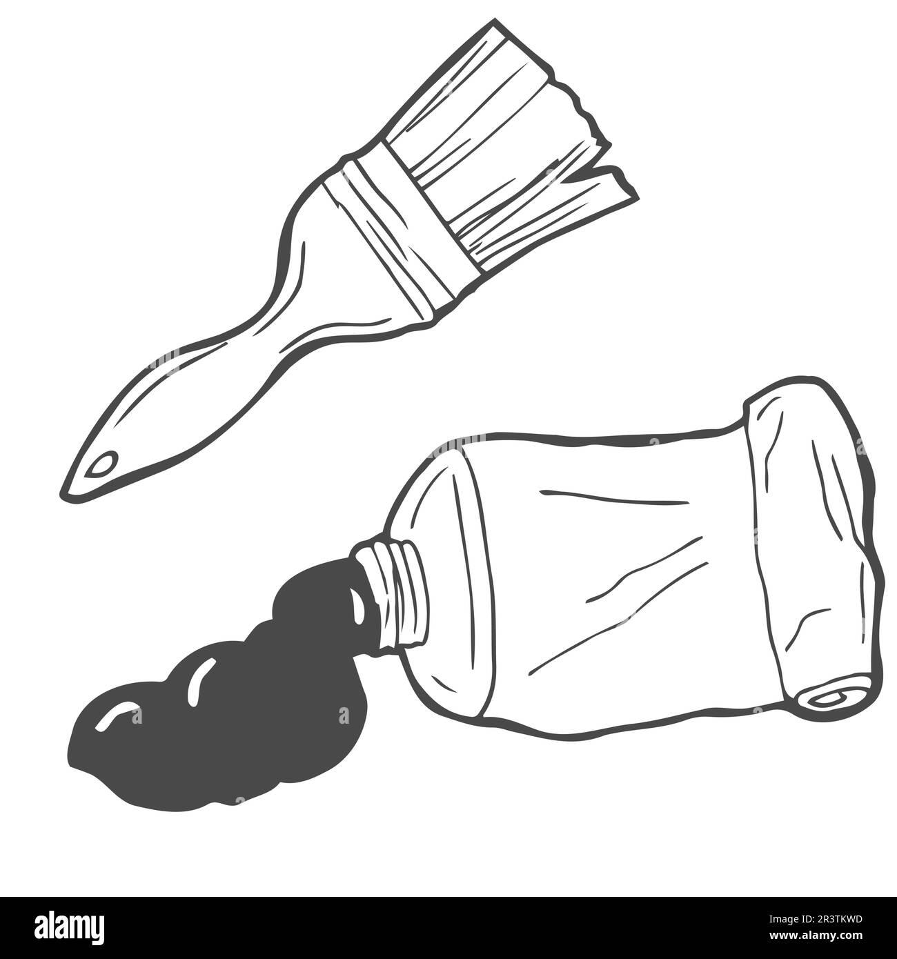 brush and oil color in doodle style Stock Vector Image & Art - Alamy