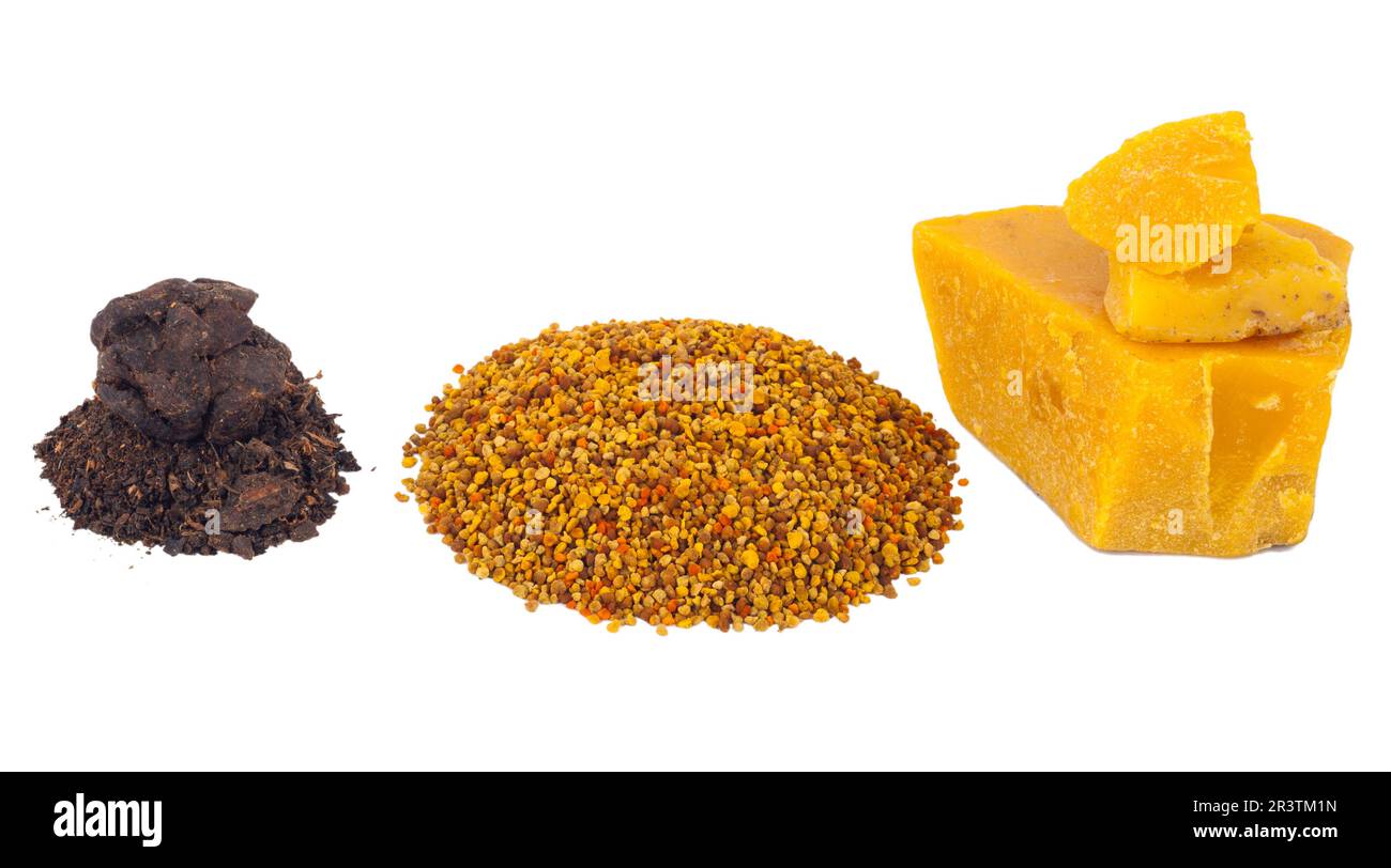 Bee pollen and propolis wax Stock Photo - Alamy
