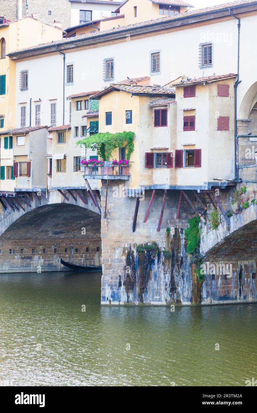 Detail of the famous landmark Ponte Vecchio in Florence, Italy Stock ...
