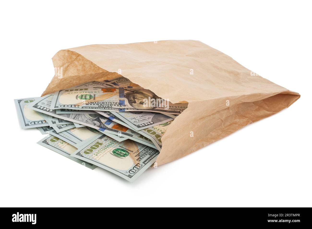 Paper bag with money Stock Photo - Alamy