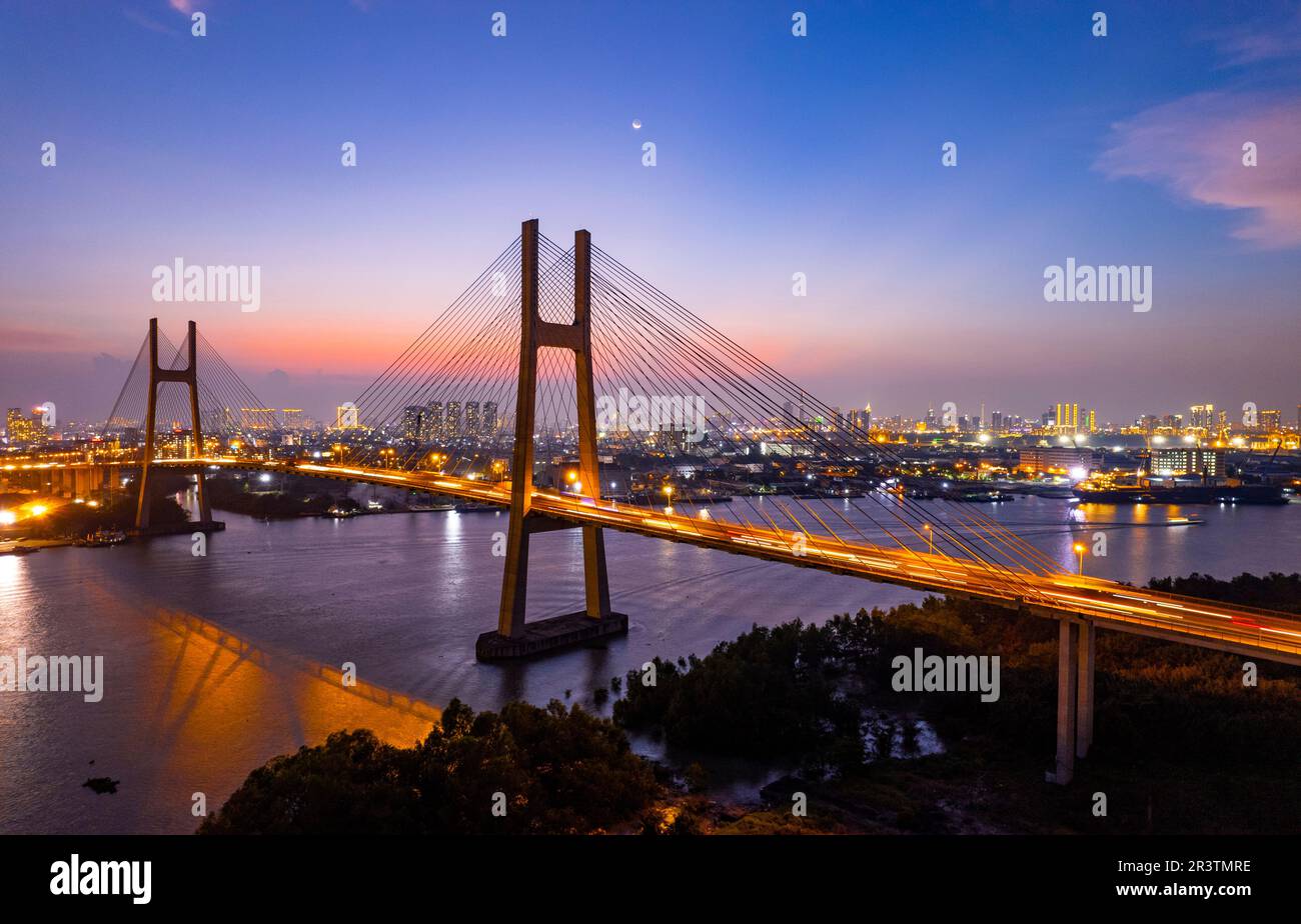 Sunset in Phu My bridge, Ho Chi Minh city, Vietnam Stock Photo - Alamy